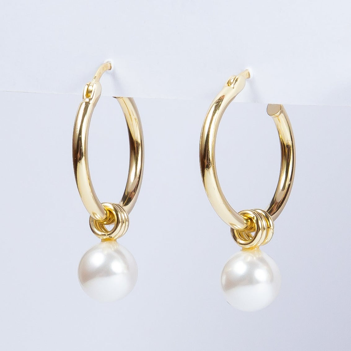 Aro Gold Gran Hoop & Dangly Pearl